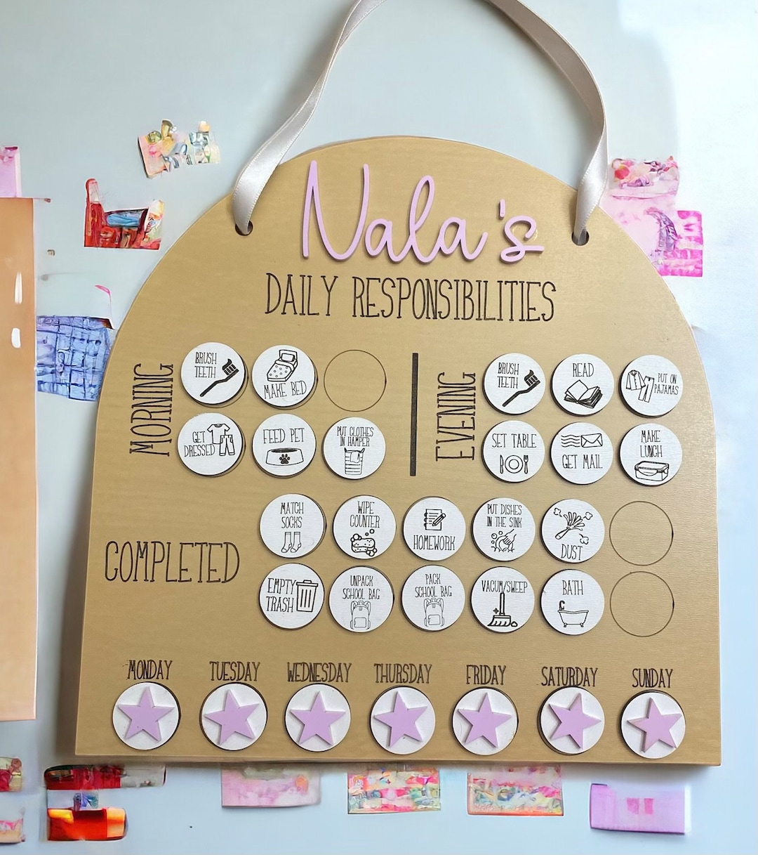 Personalized Kids Chore Chart Daily Responsibility Board Kids Visual ...