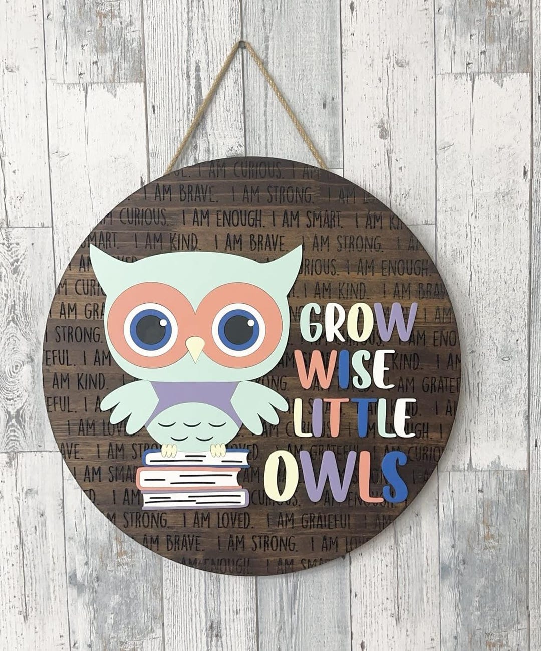 Owl Classroom Door Hanger Wood Kids Owl Sign Affirmation Wall Hanging ...