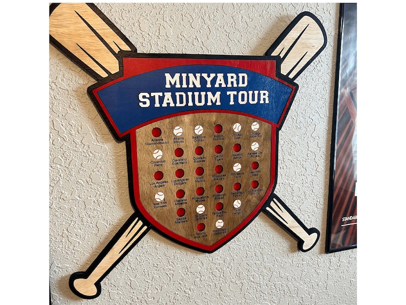 Baseball Stadium Tracker Baseball Stadium Map Custom Baseball Fan Gift ...