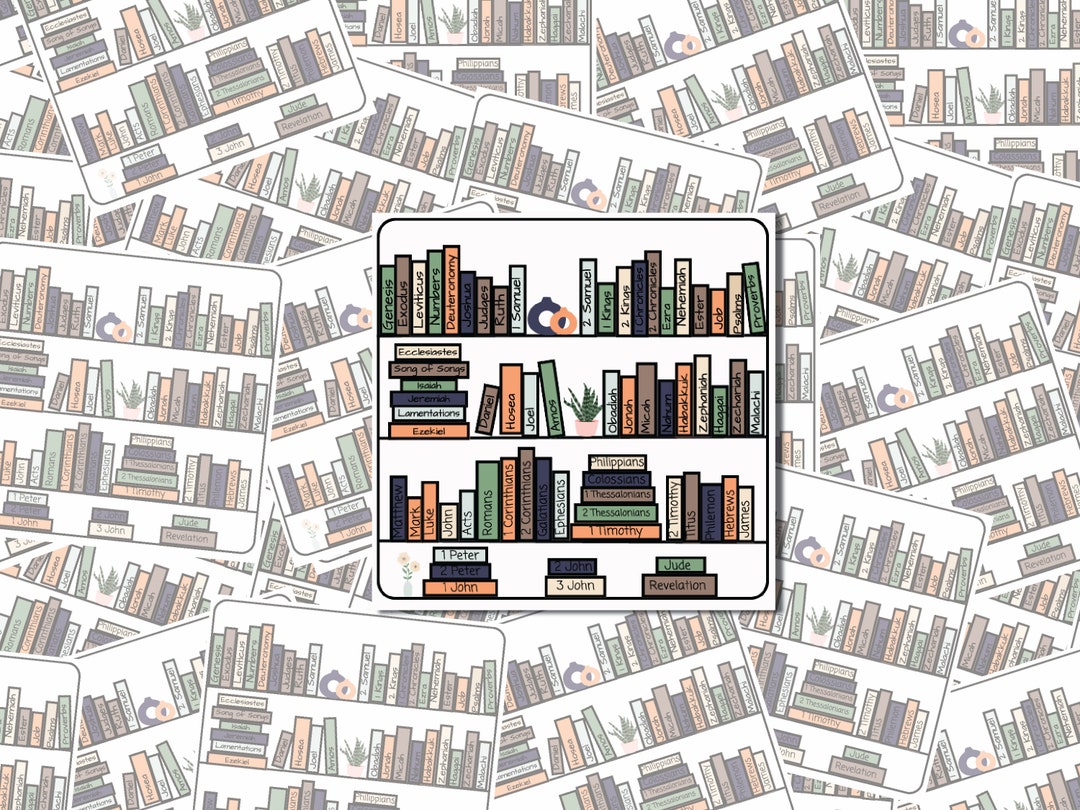 Scripture Bookshelf Stickers - Colorful Biblical Book Display Bible ...