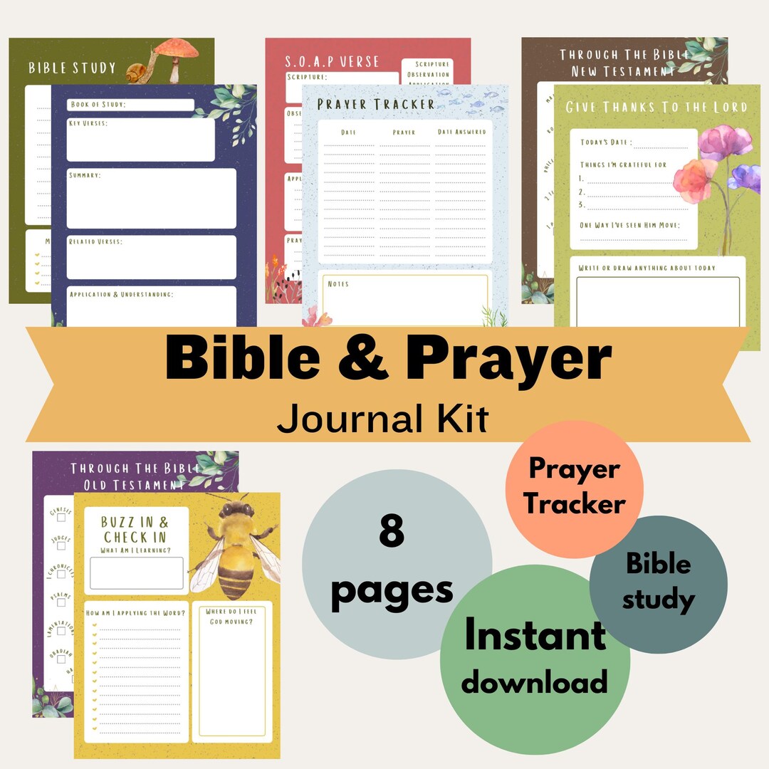 Bible Study Journal Printable - Digital Prayer Tracker, Bible Reading ...
