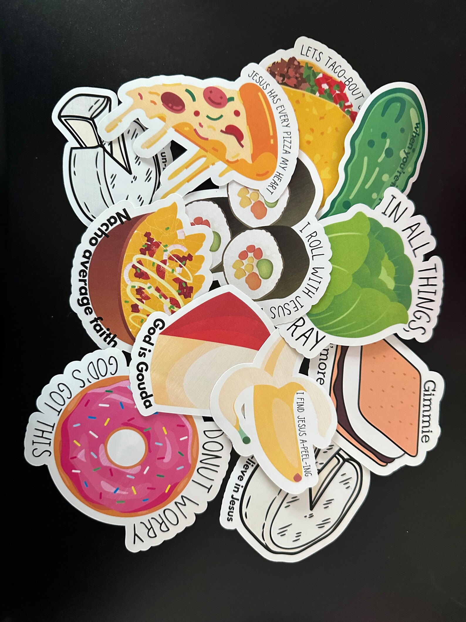 Sticker Bundle - Faith Food Pun Decals | Any 5 Stickers in Food Puns ...