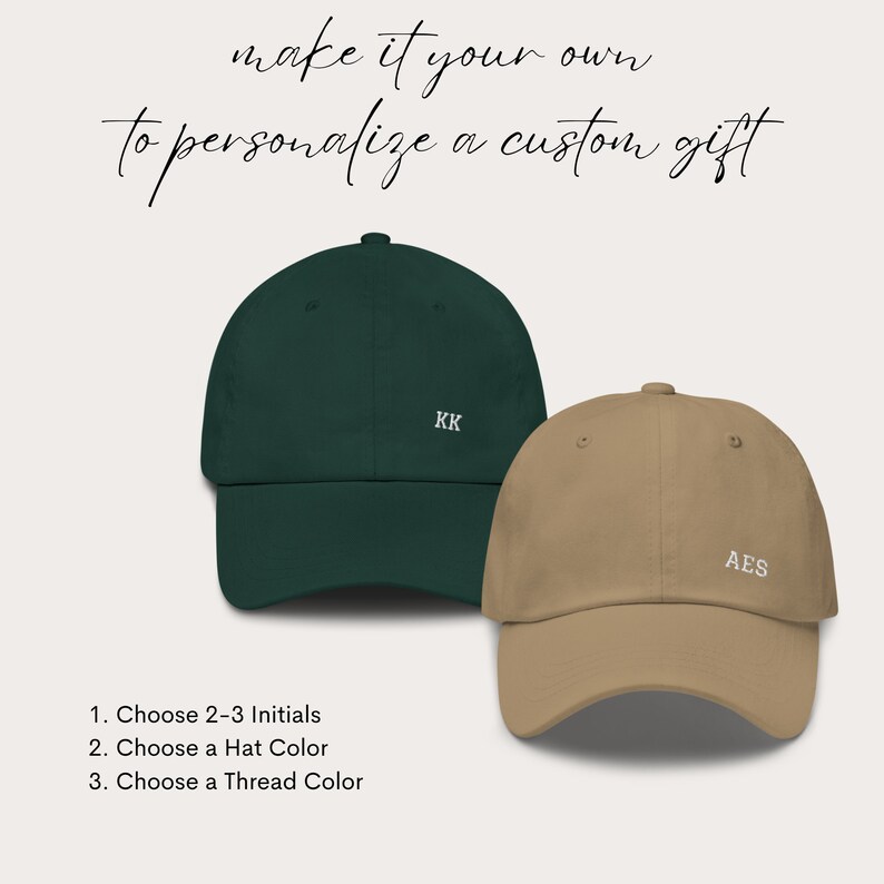 Custom Embroidered Initial Baseball Cap: Monogrammed Dad Hat - Etsy