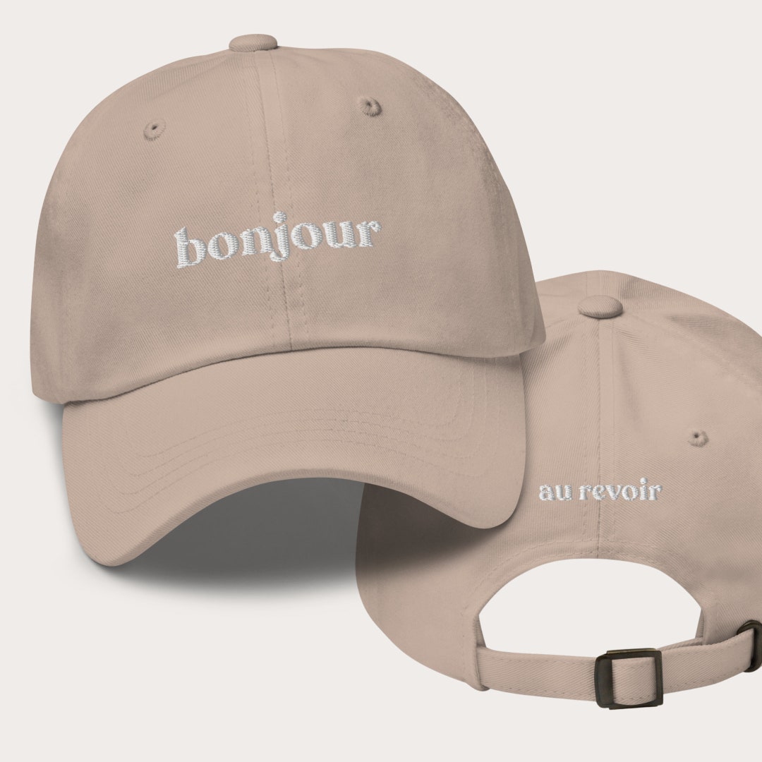 Embroidered French Baseball Hat - 'bonjour' & 'au Revoir' Dad Hat ...