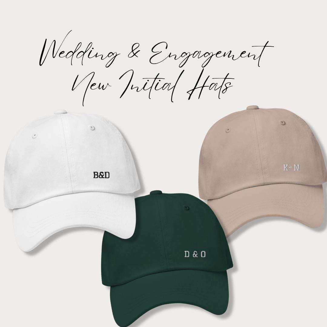 Engagement Gift + Wedding Gift, Couple Small Initial Monogrammed Hat ...