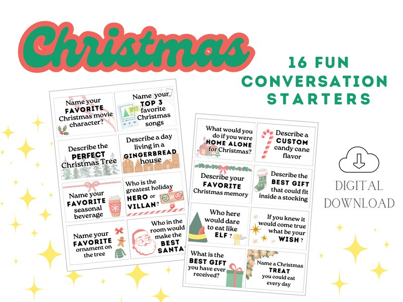 FUN Christmas Conversation Starters, Christmas Party Game, Family ...