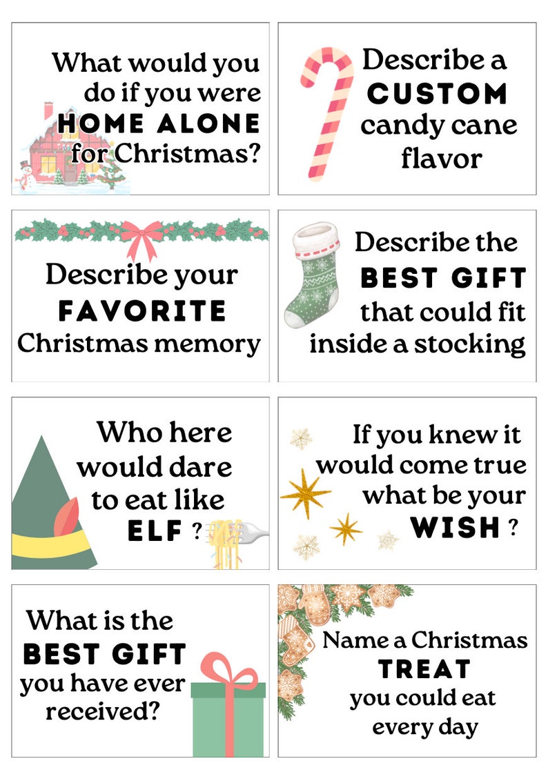 FUN Christmas Conversation Starters, Christmas Party Game, Family ...