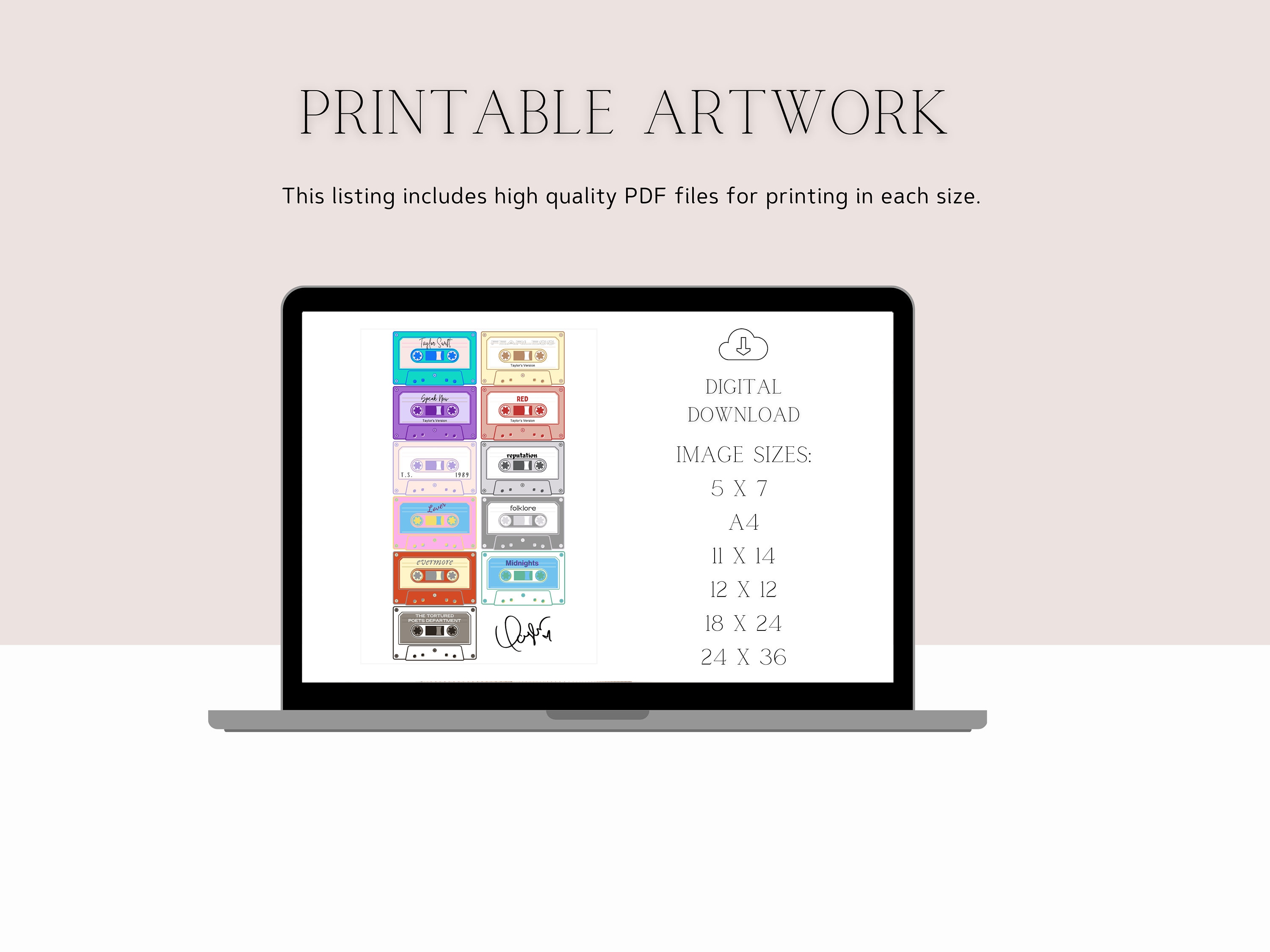 Full Taylor Swift Print Discography Wall Art Digital Printable Download ...