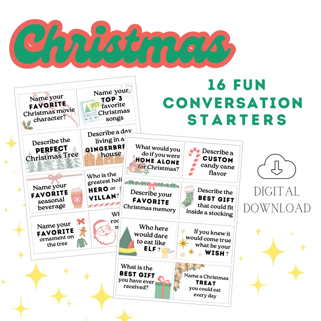 FUN Christmas Conversation Starters, Christmas Party Game, Family ...