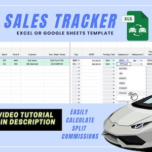 Car Dealership Sales Tracker Log Automotive Template Excel Google ...