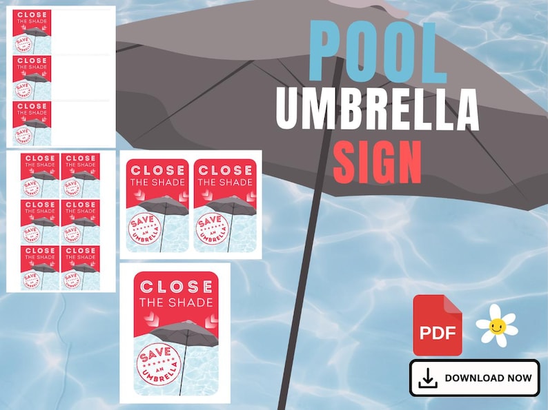 Pool Sign Please Close Umbrella After Use - Downloadable File - Print ...