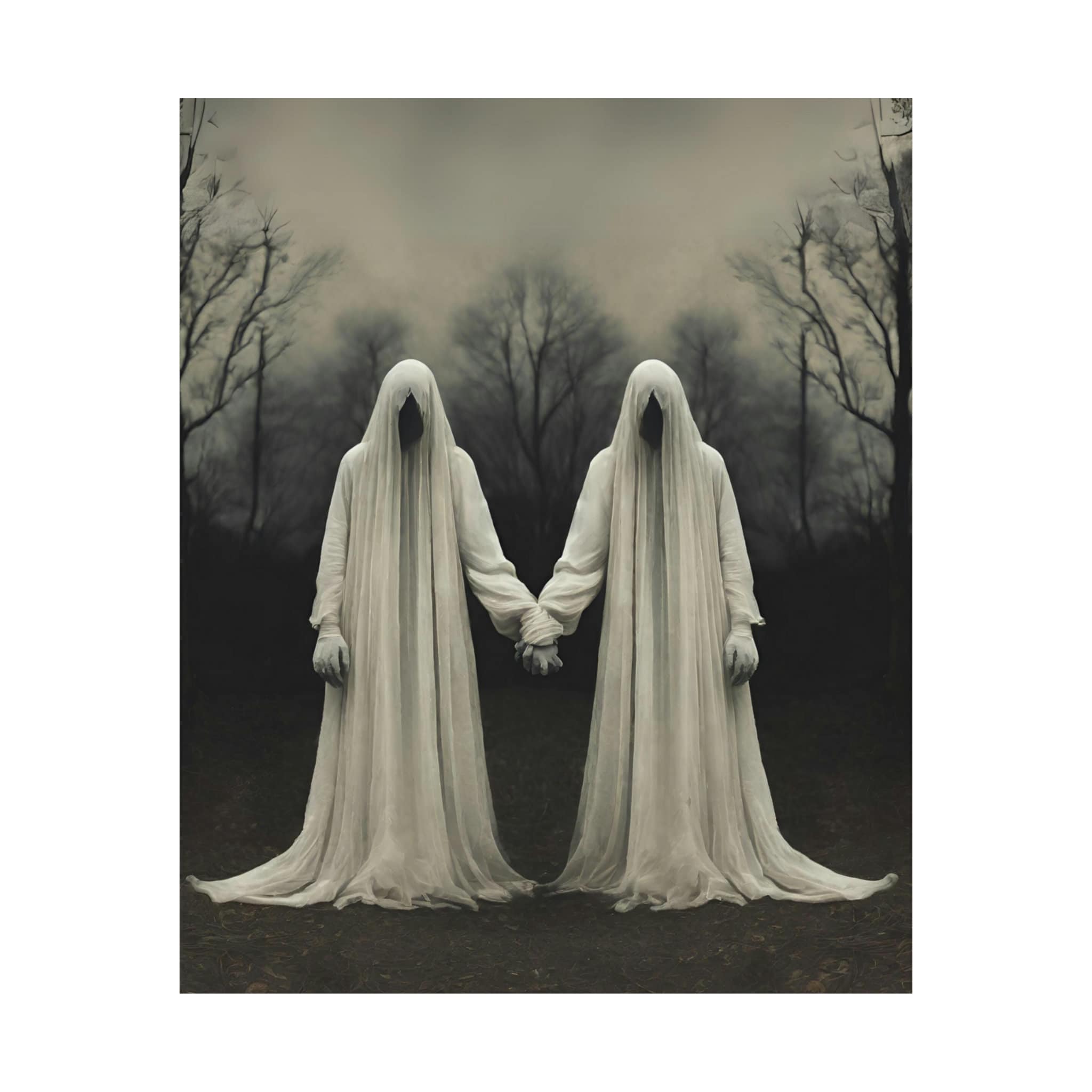 Two Ghosts Holding Hands, Vintage Halloween Indoor Decoration, Digital ...