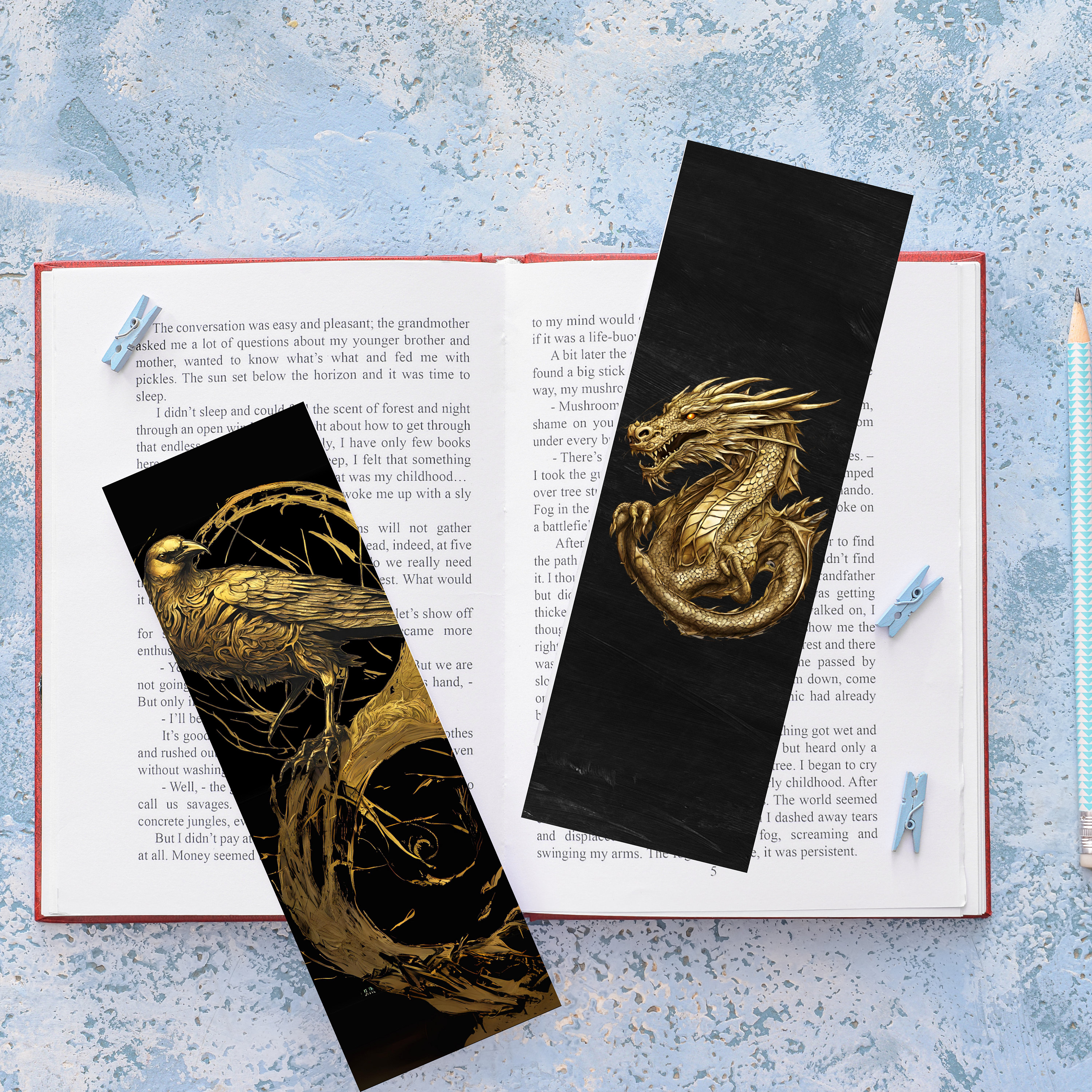 Set of 9 Gold Fantasy Theme Printable Bookmarks Digital - Etsy