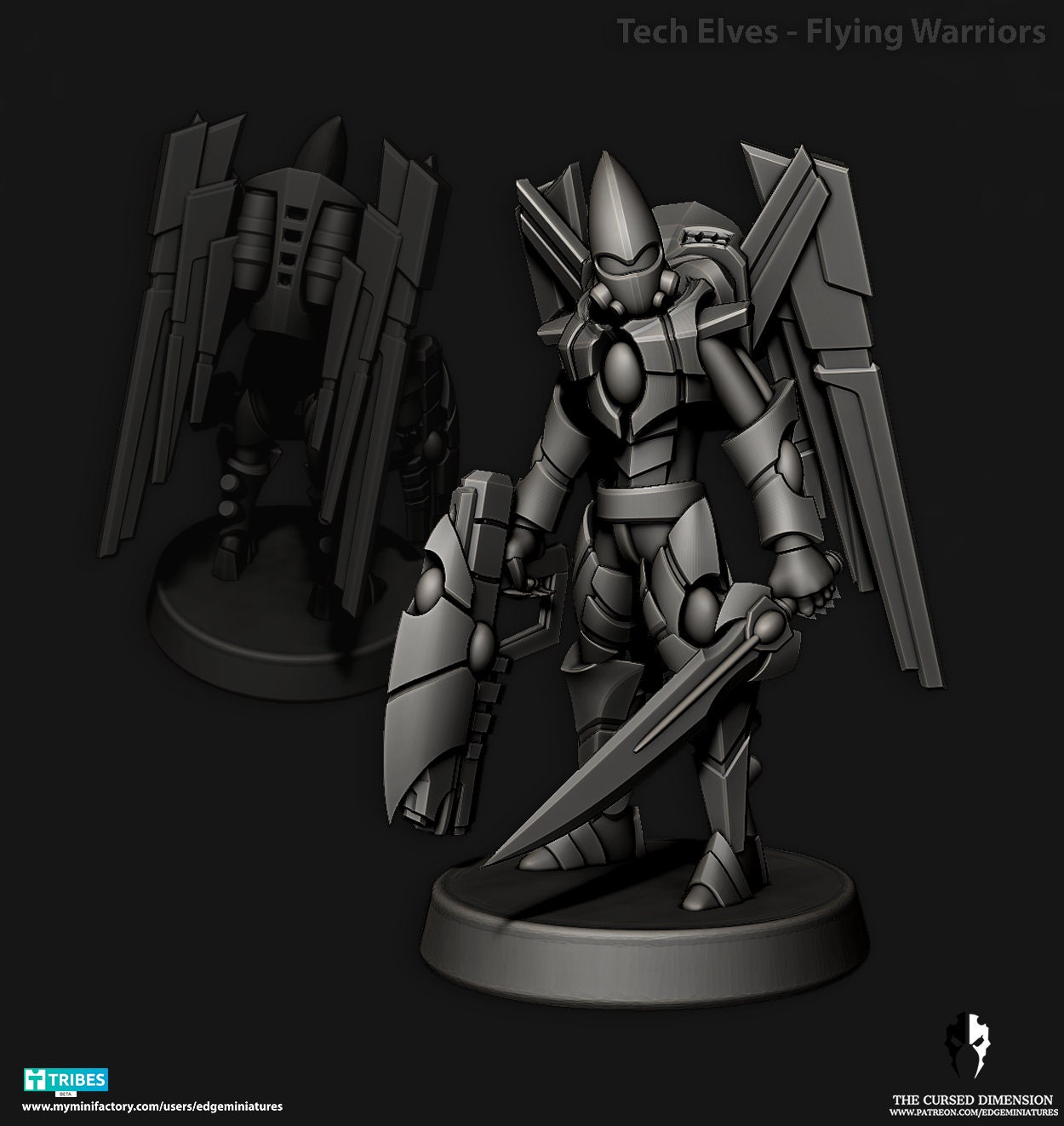 Flying Warriors | Set of 8 Minis | Edge Miniatures- Tech Elves Flying ...
