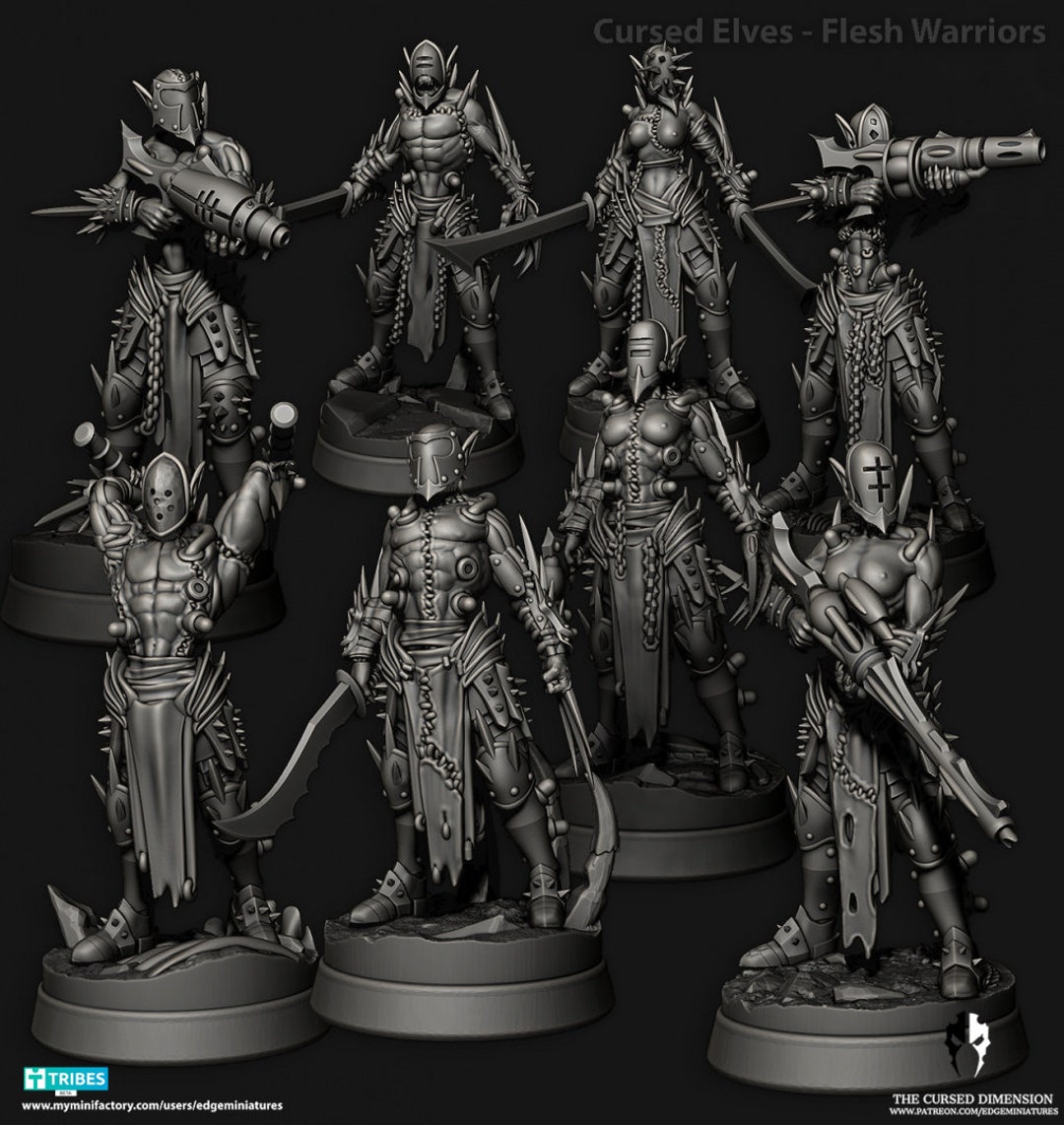 Flesh Warriors | Set of 8 Minis | Edge Miniatures - Cursed Elves | 12K ...