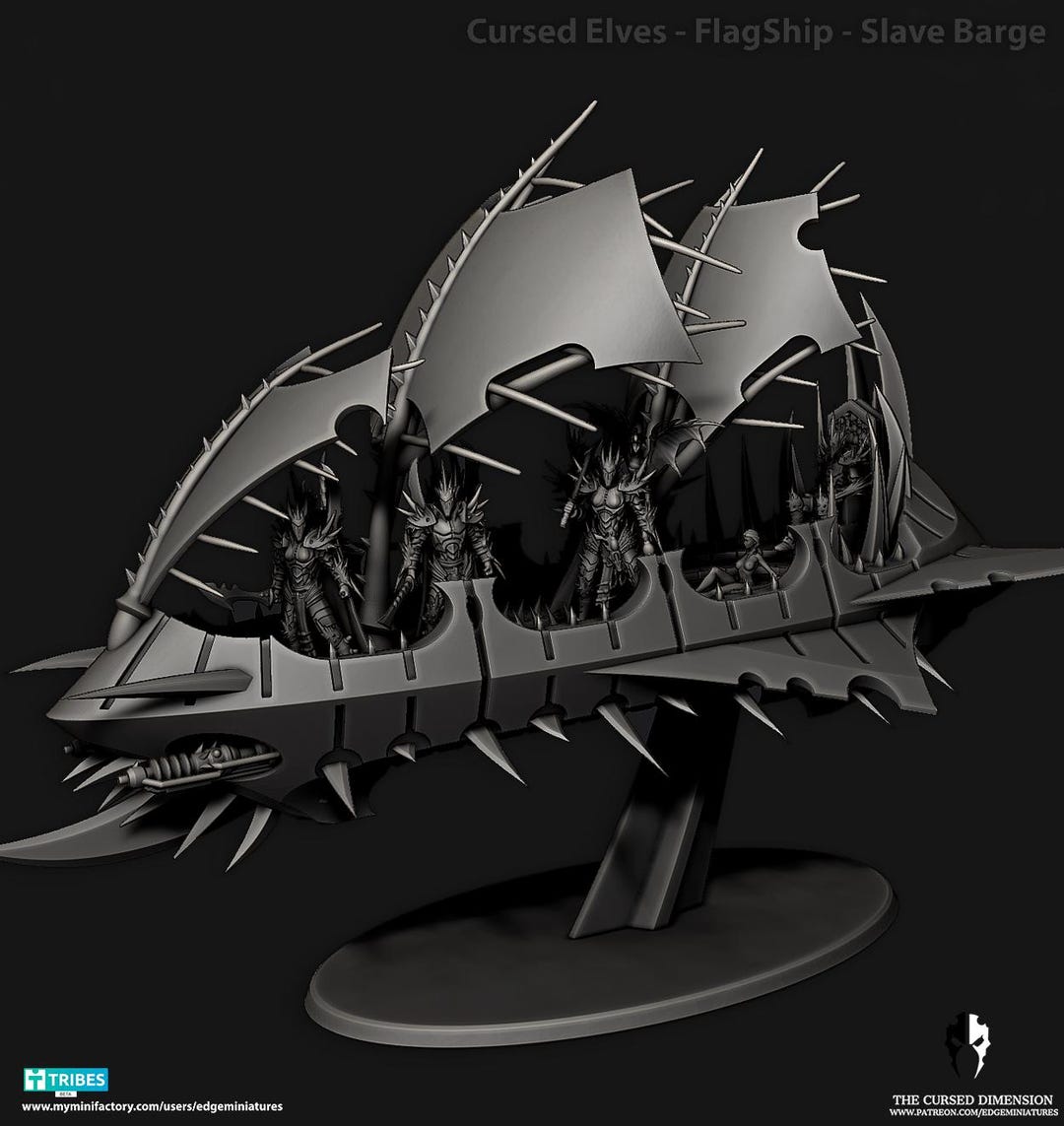 Flag Ship Slave Barge | Edge Miniatures - Cursed Elves | 12K Prints - Etsy