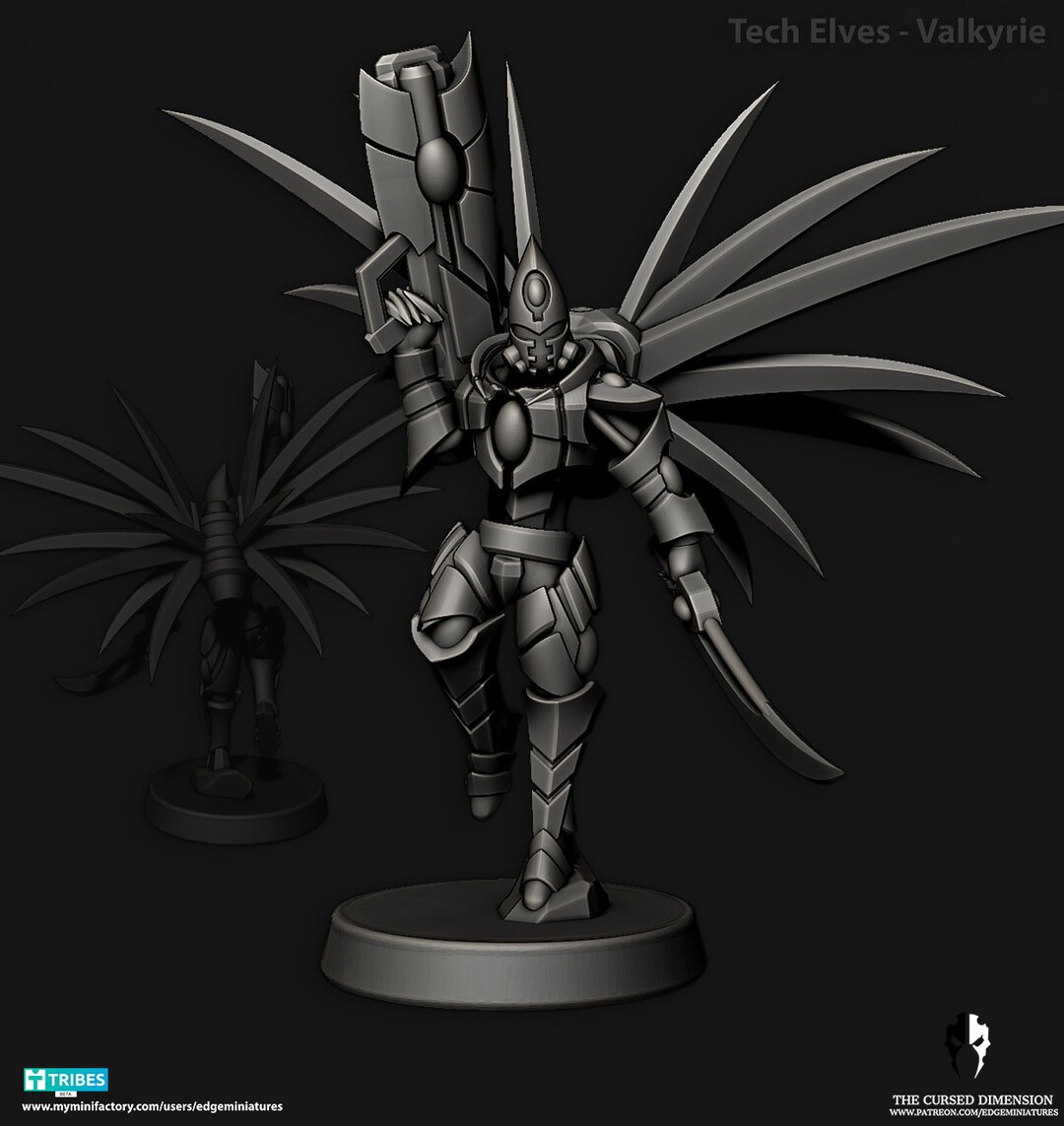 Valkyrie Flying Hero | Edge Miniatures - Tech Elves Flying Divisions - Etsy