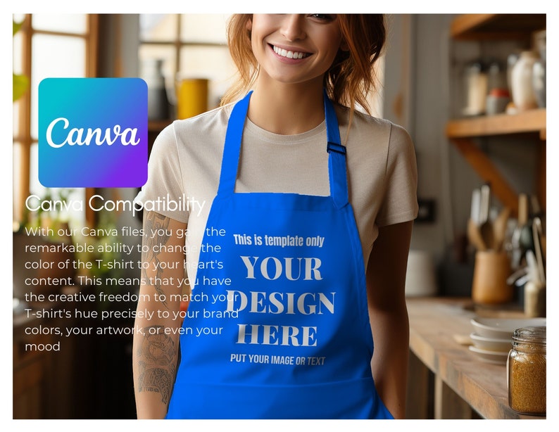 Cotton Apron Mockup in Any Color and Pattern for Canva and Photoshop, Woman Kitchen Apron Mockup ...