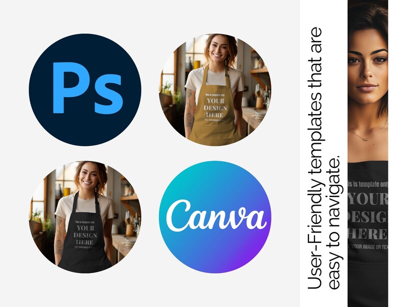 Cotton Apron Mockup in Any Color and Pattern for Canva and Photoshop, Woman Kitchen Apron Mockup ...