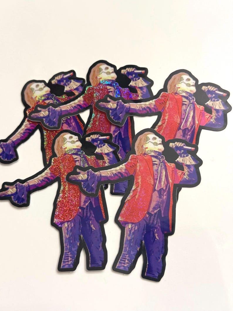 Spooky Band Skeleton Man IV Red Jacket Glitter Sticker (new Version) - Etsy