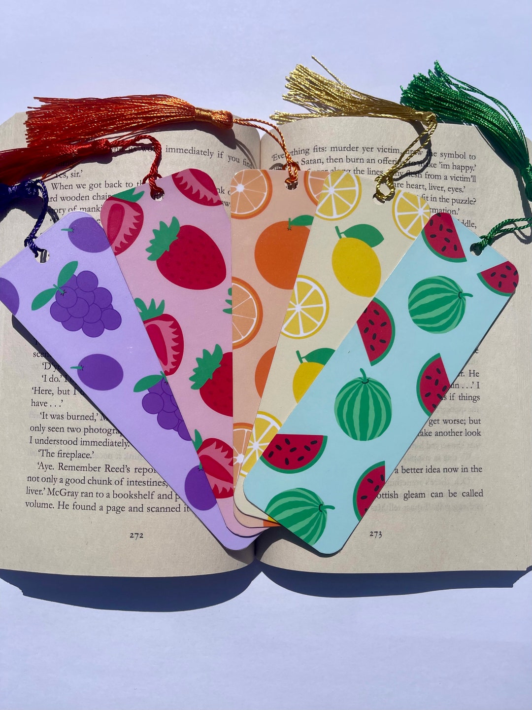 Fruit Bookmarks - Bookmarks With Tassel, Custom Fruit Bookmark ...