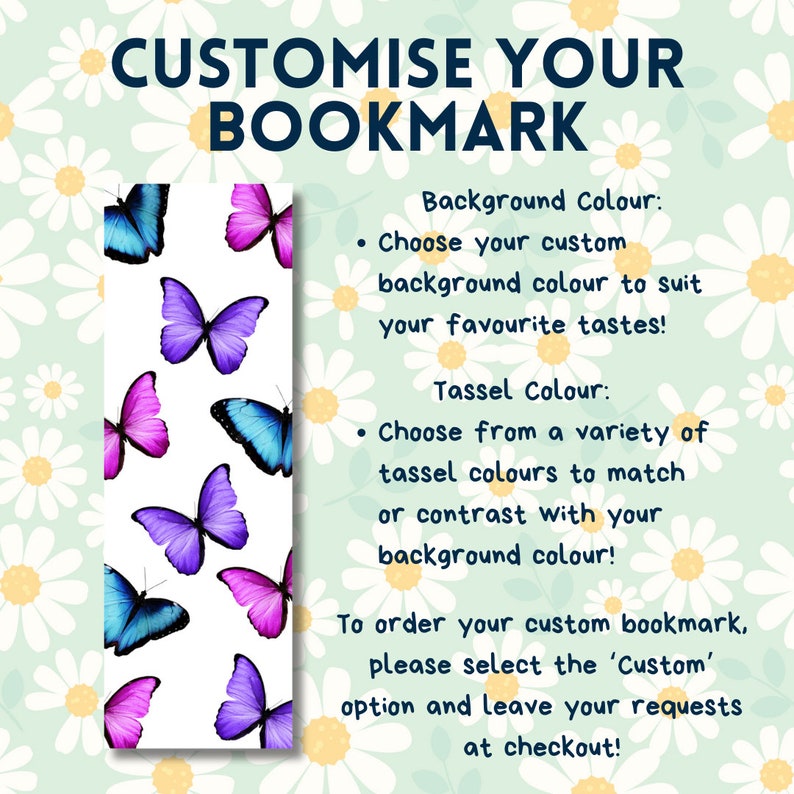 Cute Pink Butterfly Bookmark - Pastel Floral and Butterfly Bookmark ...