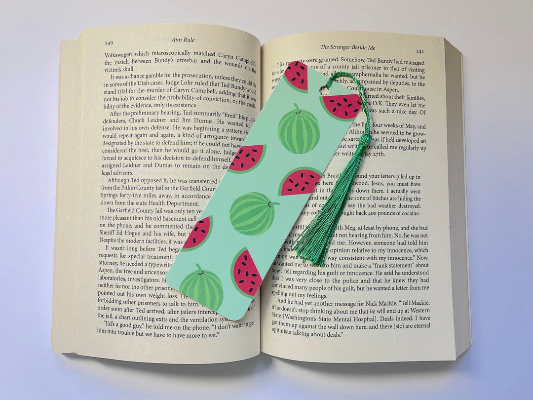 Watermelon Bookmark With Tassel, Custom Fruit Bookmark, Colourful ...