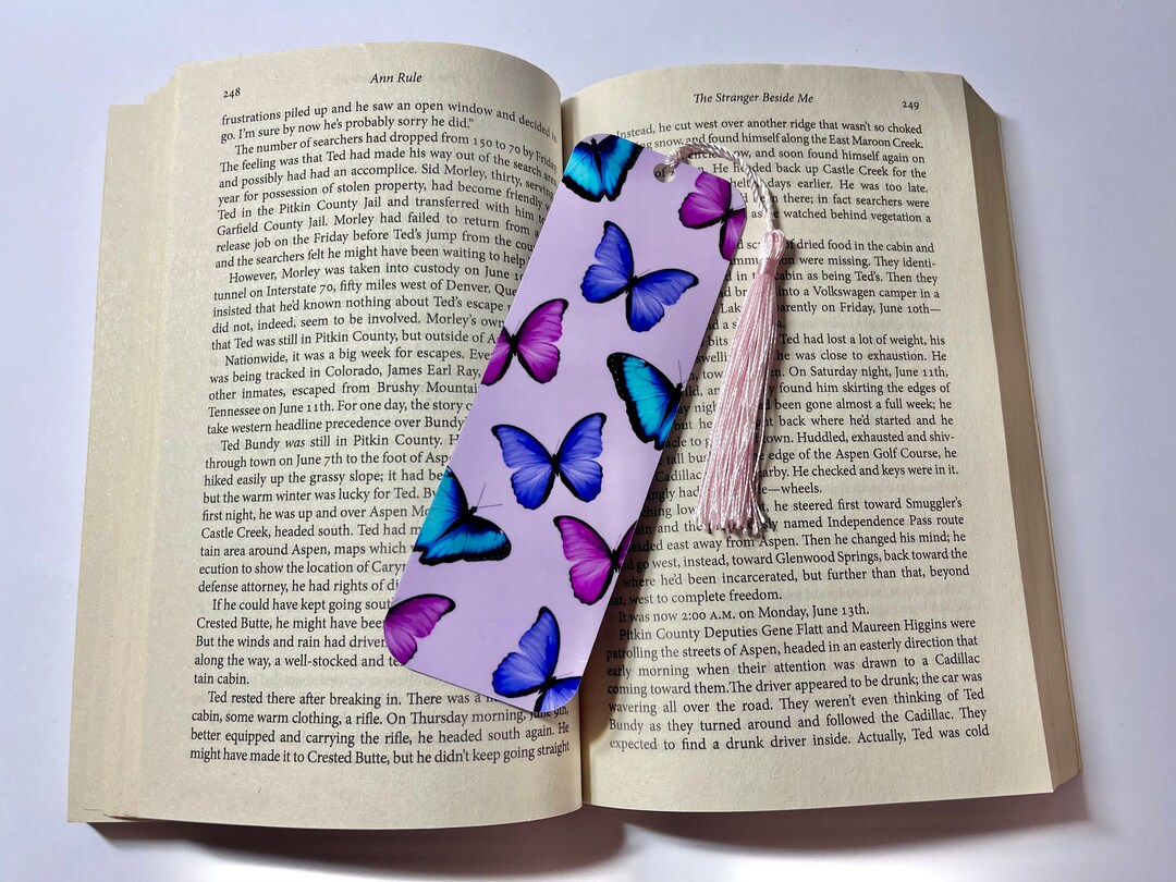 Cute Pink Butterfly Bookmark - Pastel Floral and Butterfly Bookmark ...