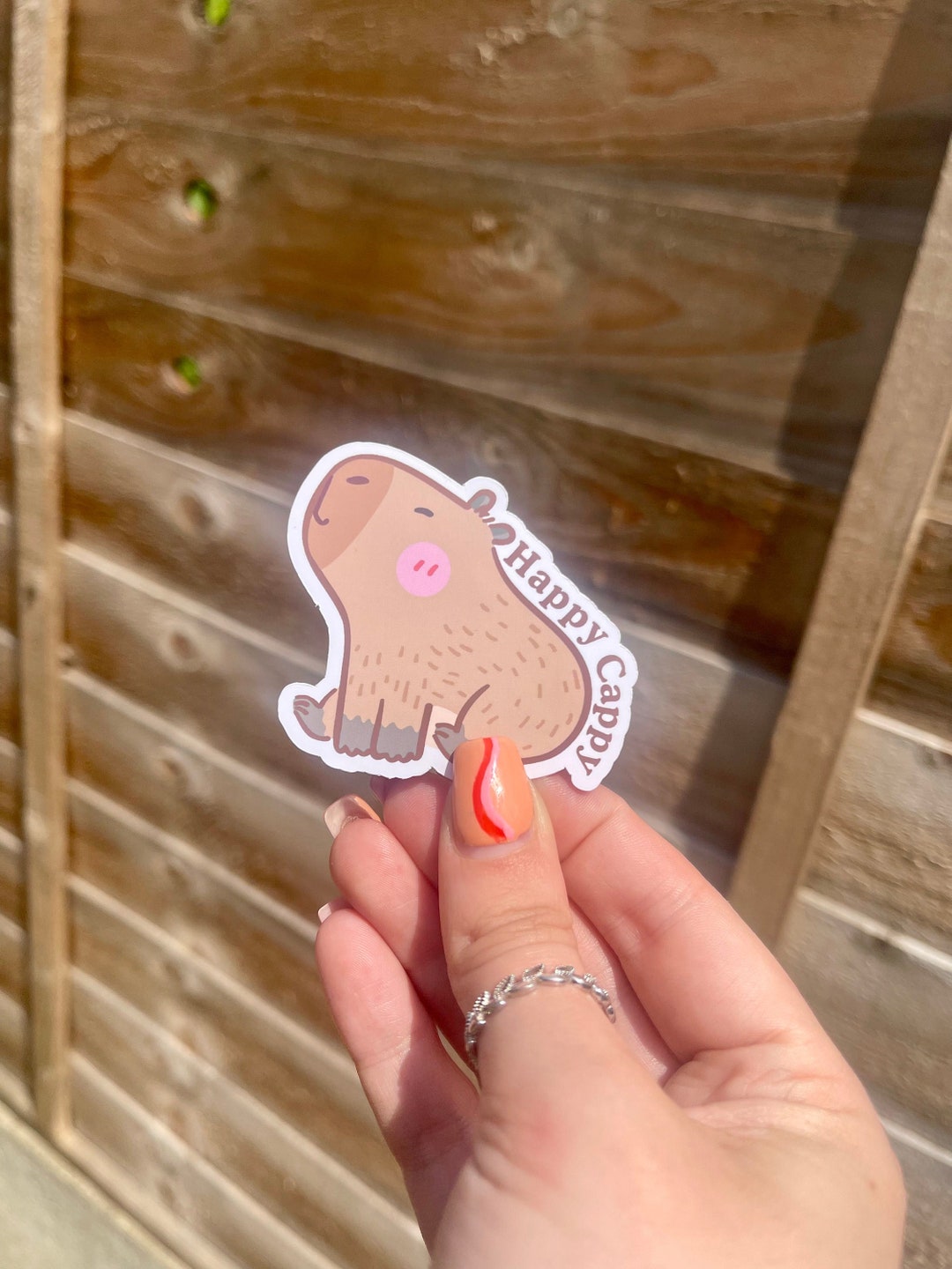 Happy Cappy Cute Capybara Sticker - Matte Vinyl 2.5x2.5 Inches ...