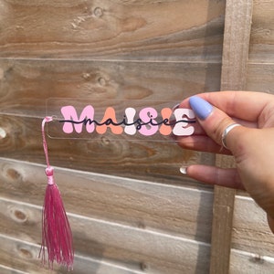 Name Acrylic Bookmark With Cotton Tassel - Customisable Pastel Colours ...
