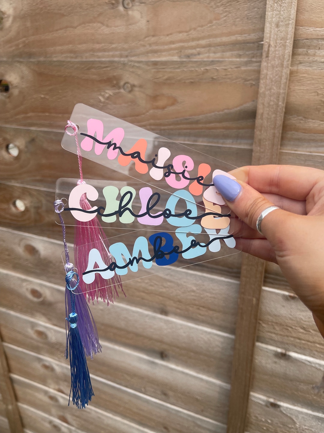 Name Acrylic Bookmark With Cotton Tassel - Customisable Pastel Colours ...