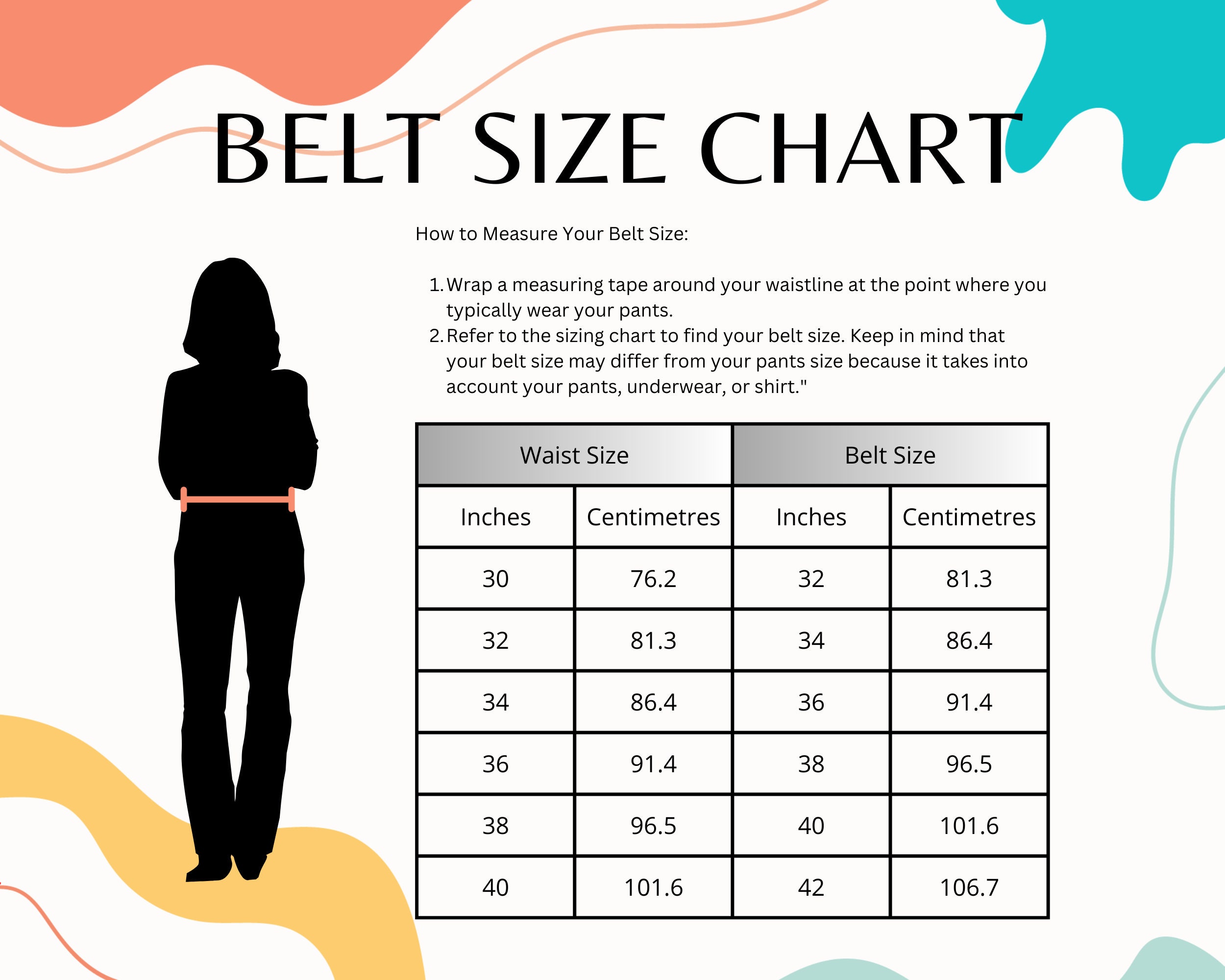 Belt Chart Size Chart for Women Size Guide for Women Belt Size - Etsy Belt Chart Size Chart for Women Size Guide for Women Belt Size - Etsy