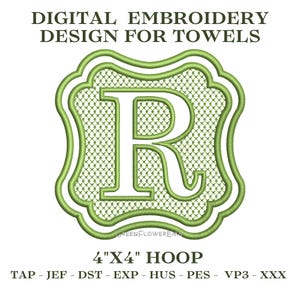 Embossed Complete Clover Border Monogram Embroidery Design for Towels ...