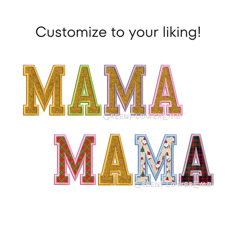 MAMA Applique Machine Embroidery Design - 5 Sizes | Curved & Straight ...