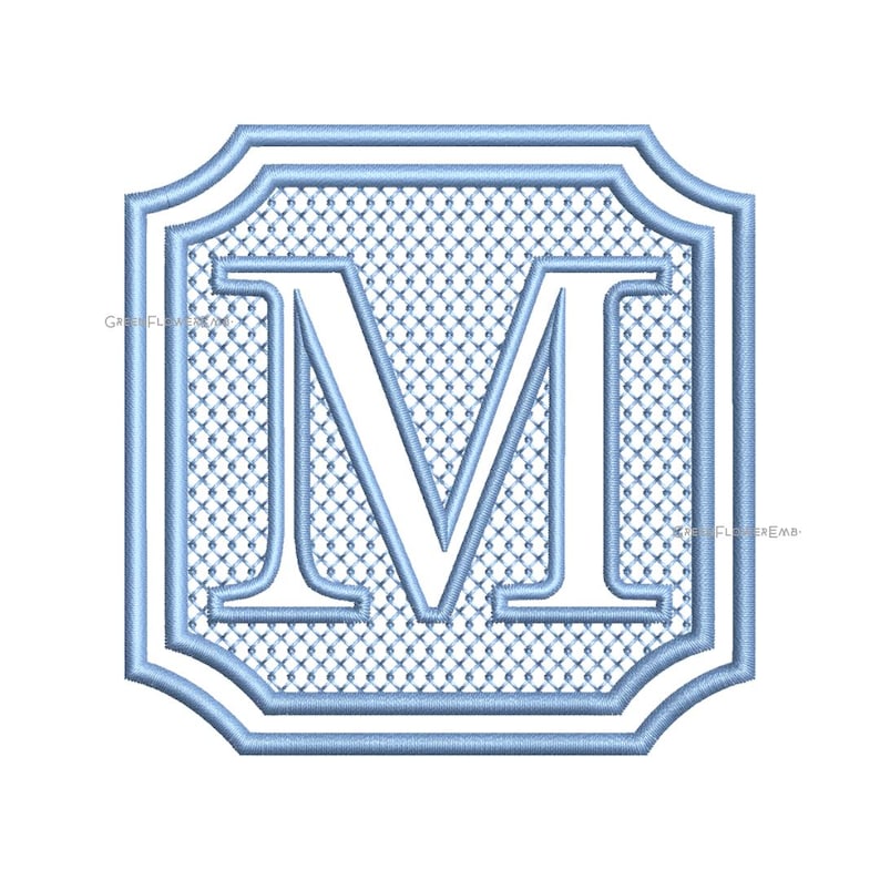Embossed Square & Clover Royal Monogram Embroidery Design Bundle for ...