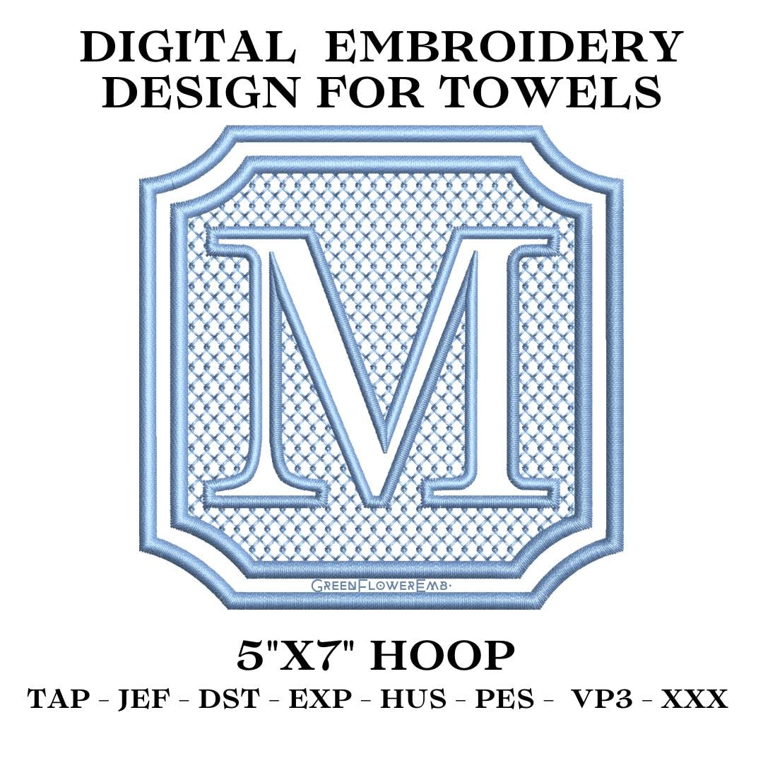 Embossed Complete Square Royal Monogram Embroidery Design for Towels ...
