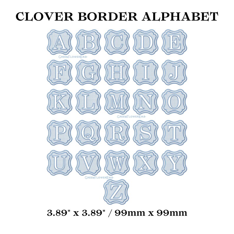 Embossed Square & Clover Royal Monogram Embroidery Design Bundle for ...