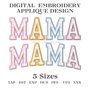 MAMA Applique Machine Embroidery Design - 5 Sizes | Curved & Straight ...