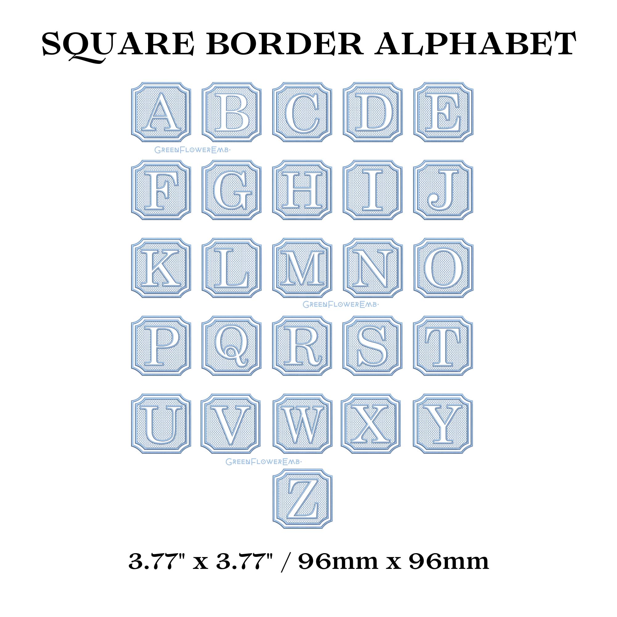 Embossed Square & Clover Royal Monogram Embroidery Design Bundle for ...
