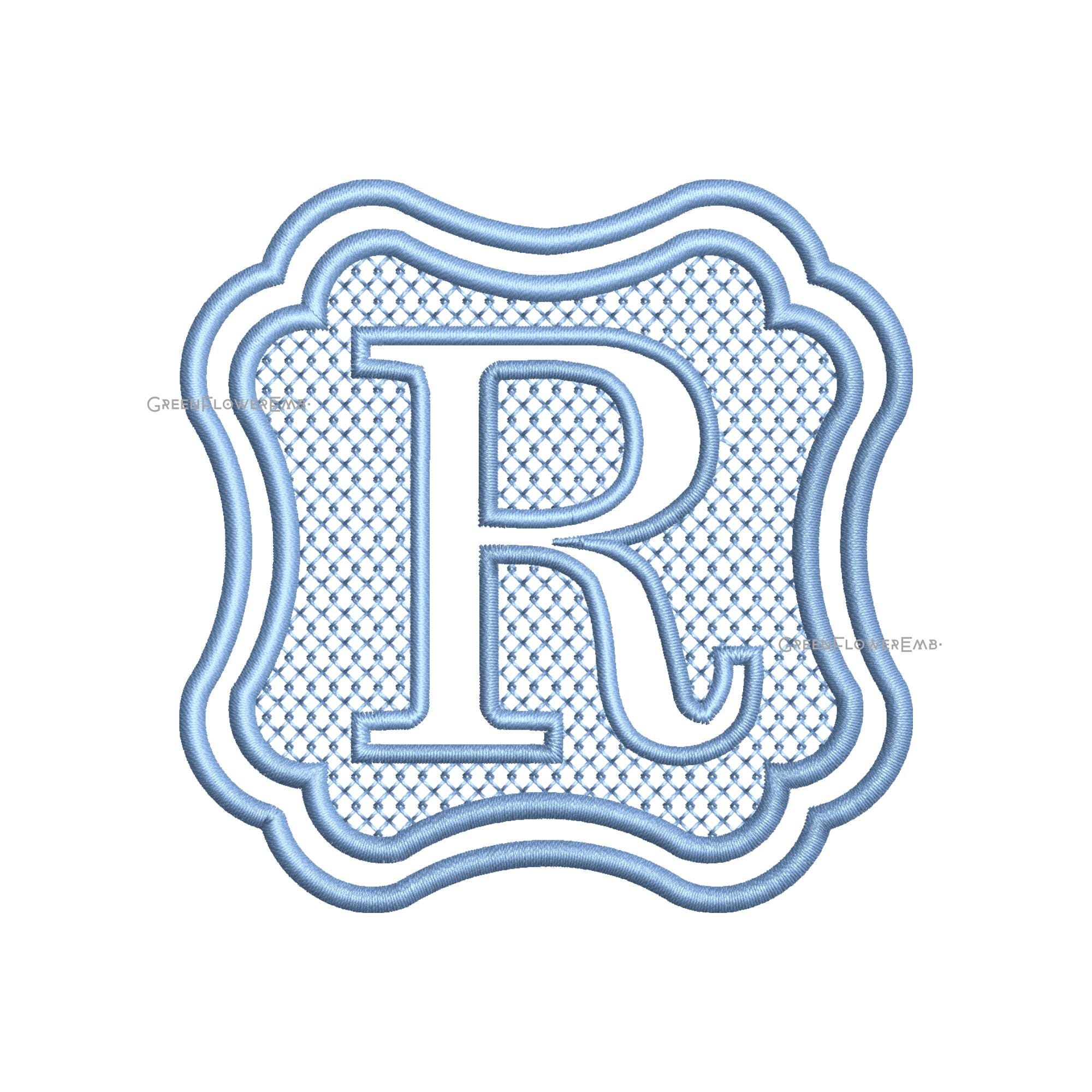 Embossed Square & Clover Royal Monogram Embroidery Design Bundle for ...