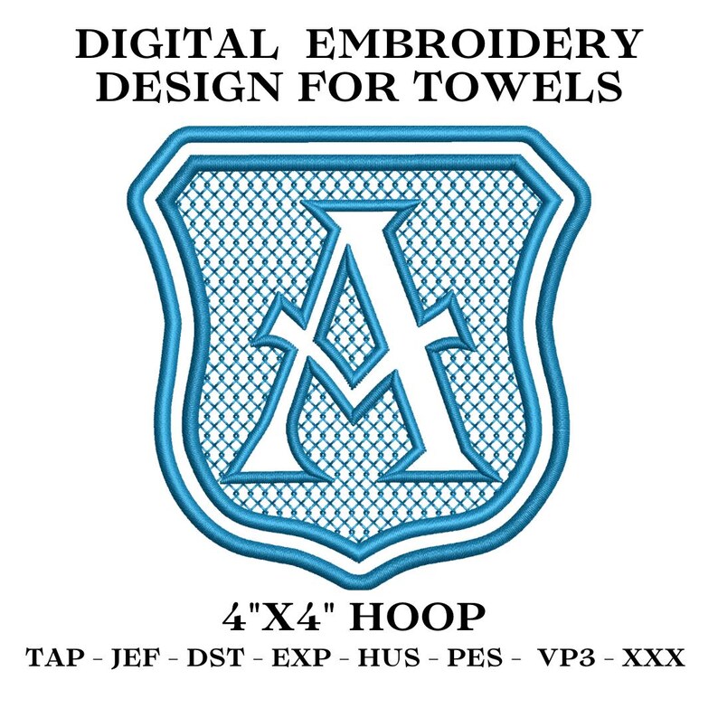 Embossed Complete Medieval Heraldic Shield Monogram Embroidery Design ...