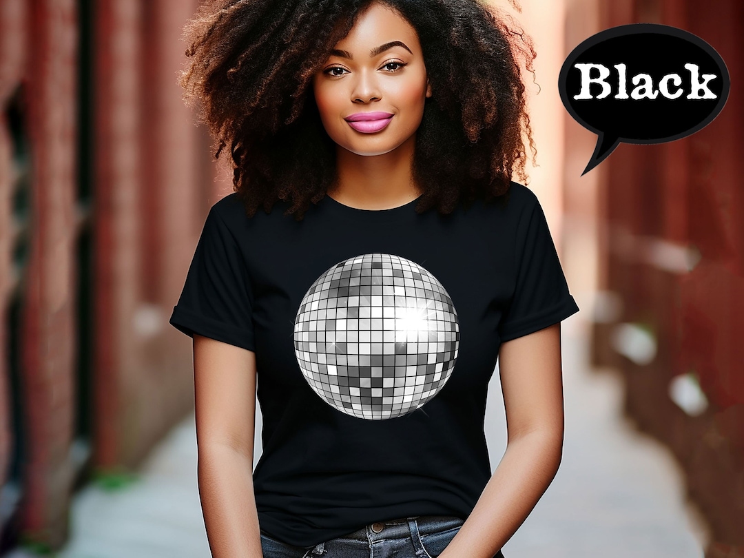 Retro Disco Ball Shirt, Silver Disco Ball Shirt, Women's Fitted Shirt ...