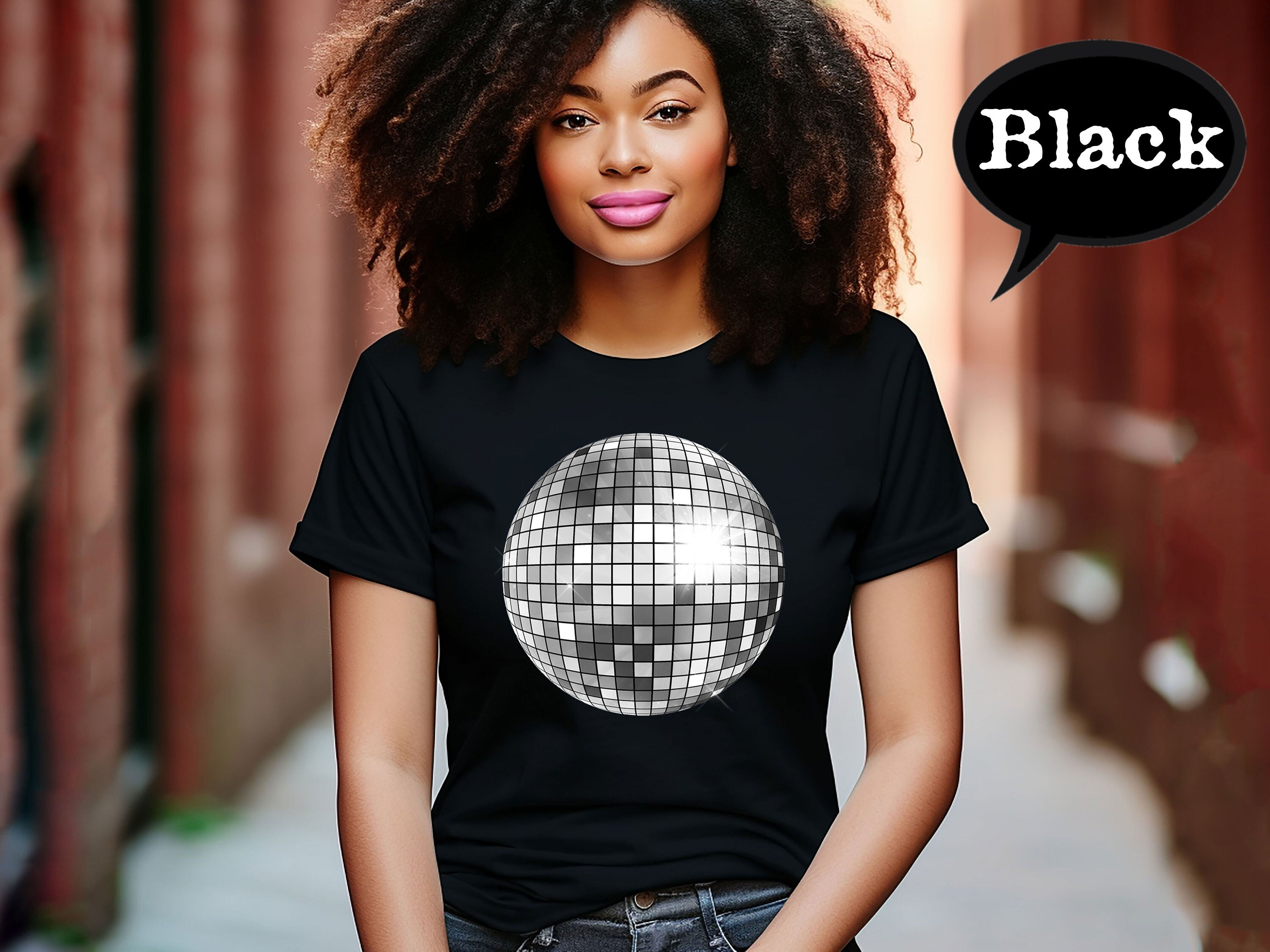 Retro Disco Ball Shirt, Silver Disco Ball Shirt, Women's Fitted Shirt ...