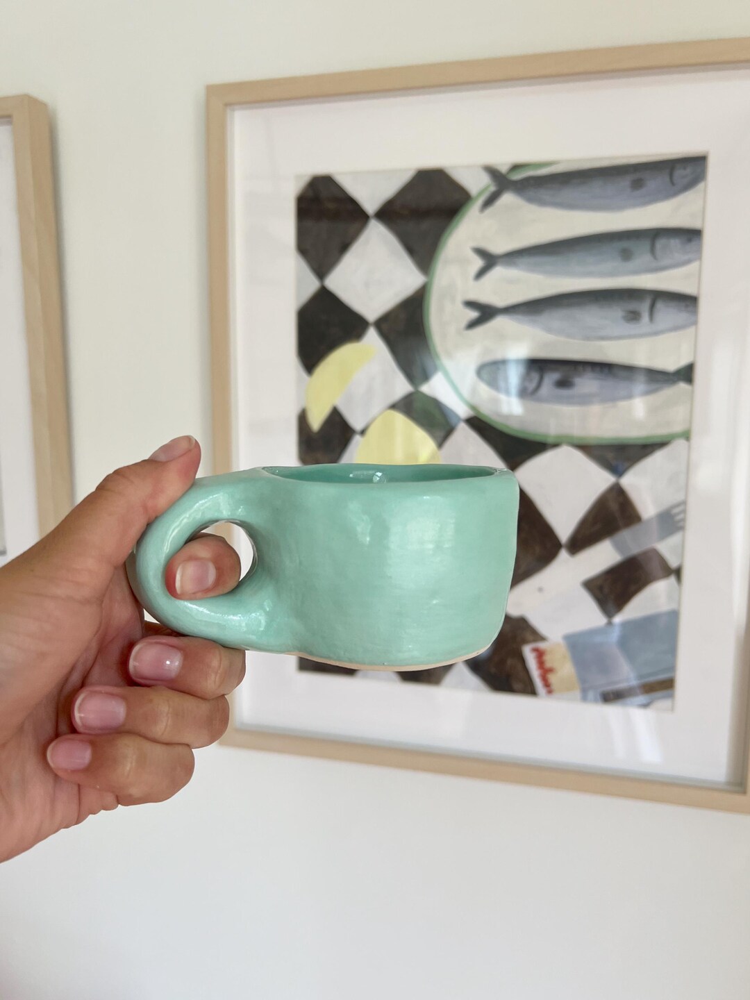 Hand Built Aqua Porcelain Chunky Mug - Etsy