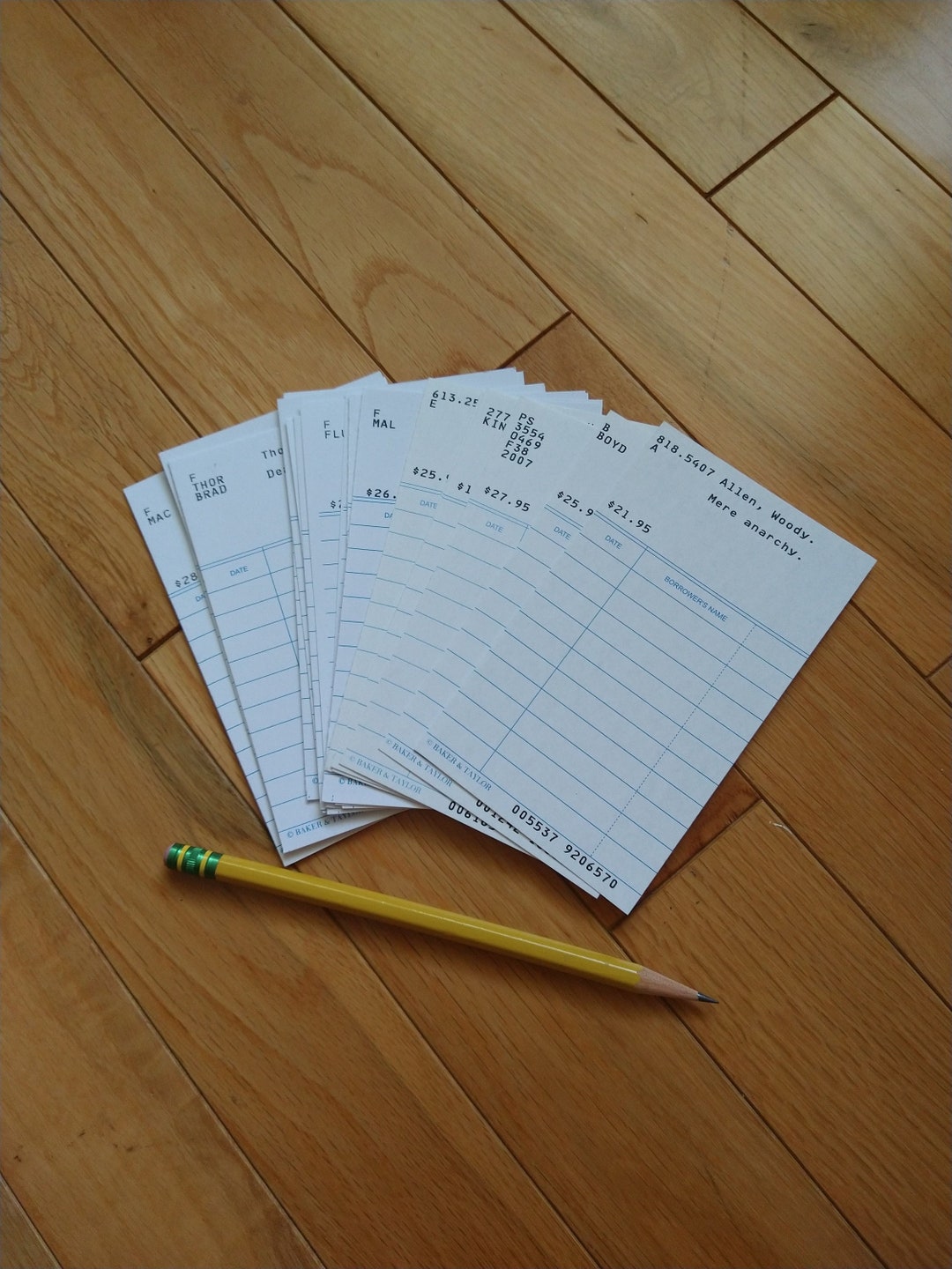 Library Borrower's Cards - Etsy