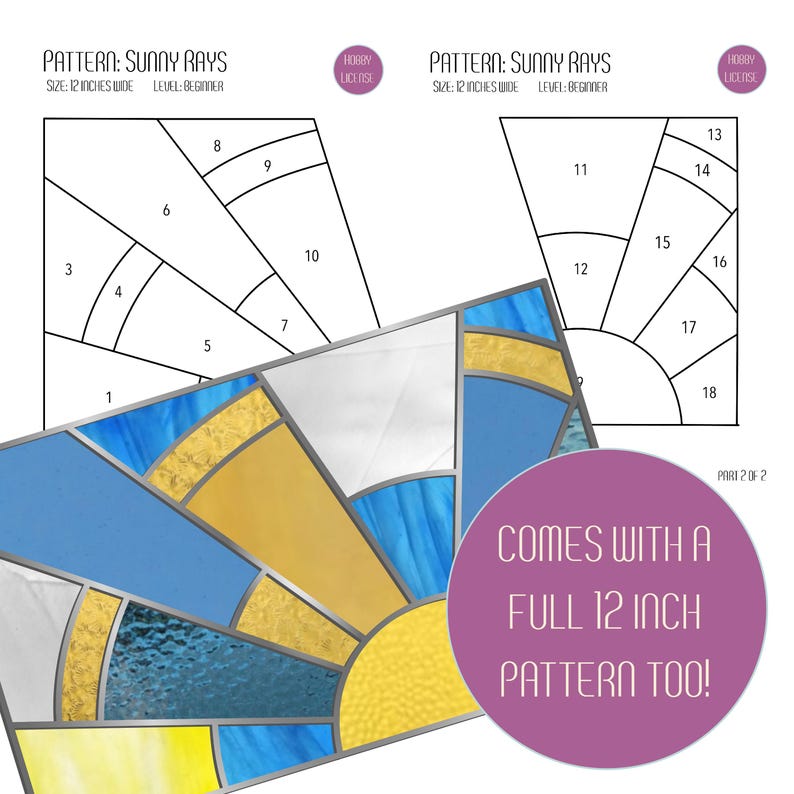 Sunny Rays Stained Glass Pattern - Digital Download - Etsy