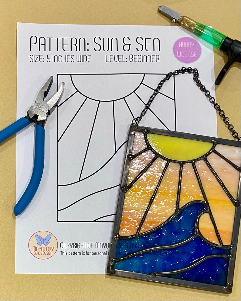 Sun and Sea Stained Glass Pattern Digital Download - Etsy