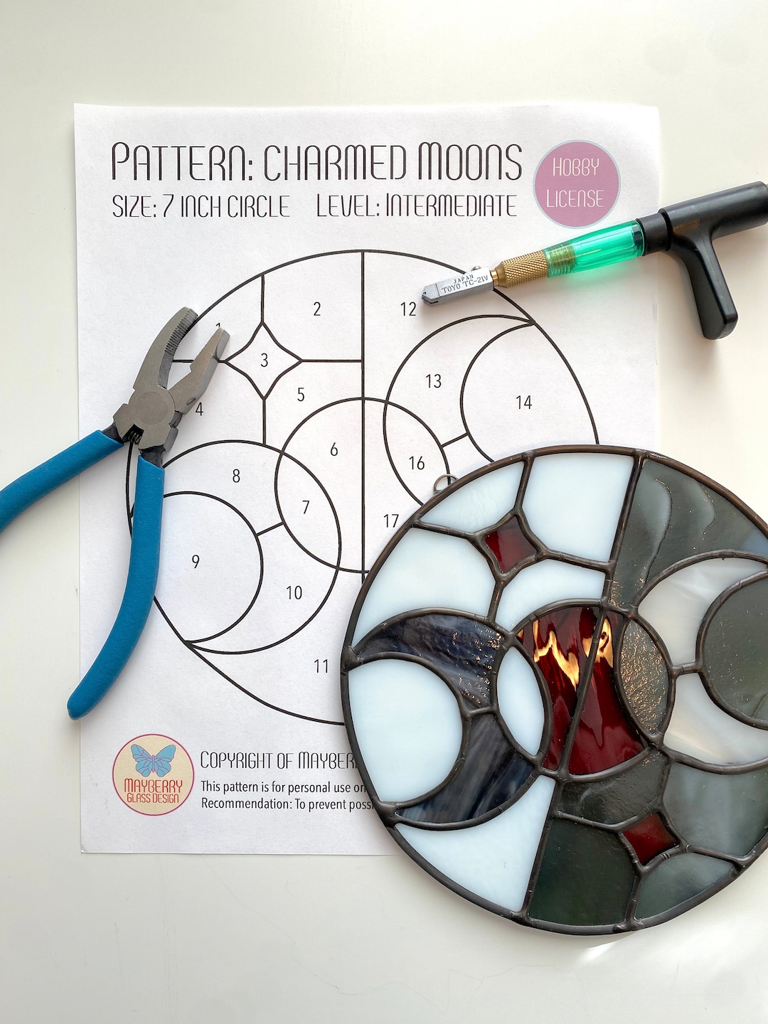 Charmed Moons Stained Glass Pattern - Digital Download - Etsy