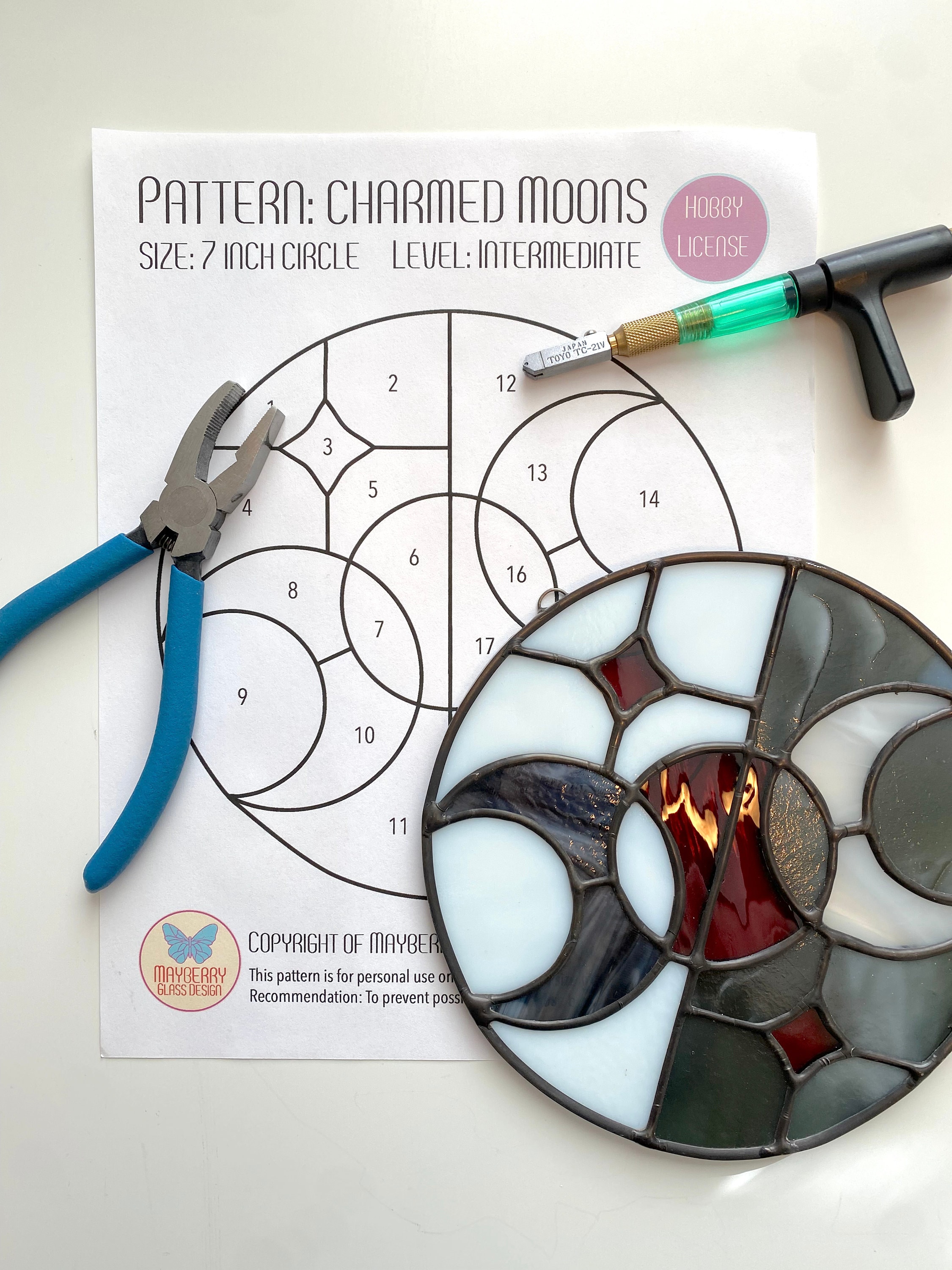 Charmed Moons Stained Glass Pattern - Digital Download - Etsy