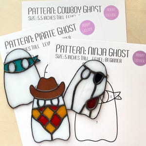 Ninja, Cowboy, & Pirate Ghost Stained Glass Pattern Bundle - Digital ...